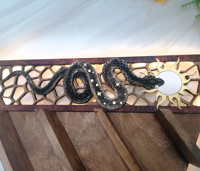 Sun and Snake Shelf, Moon Shelf, Crystal Shelf, Handmade Geometric ...