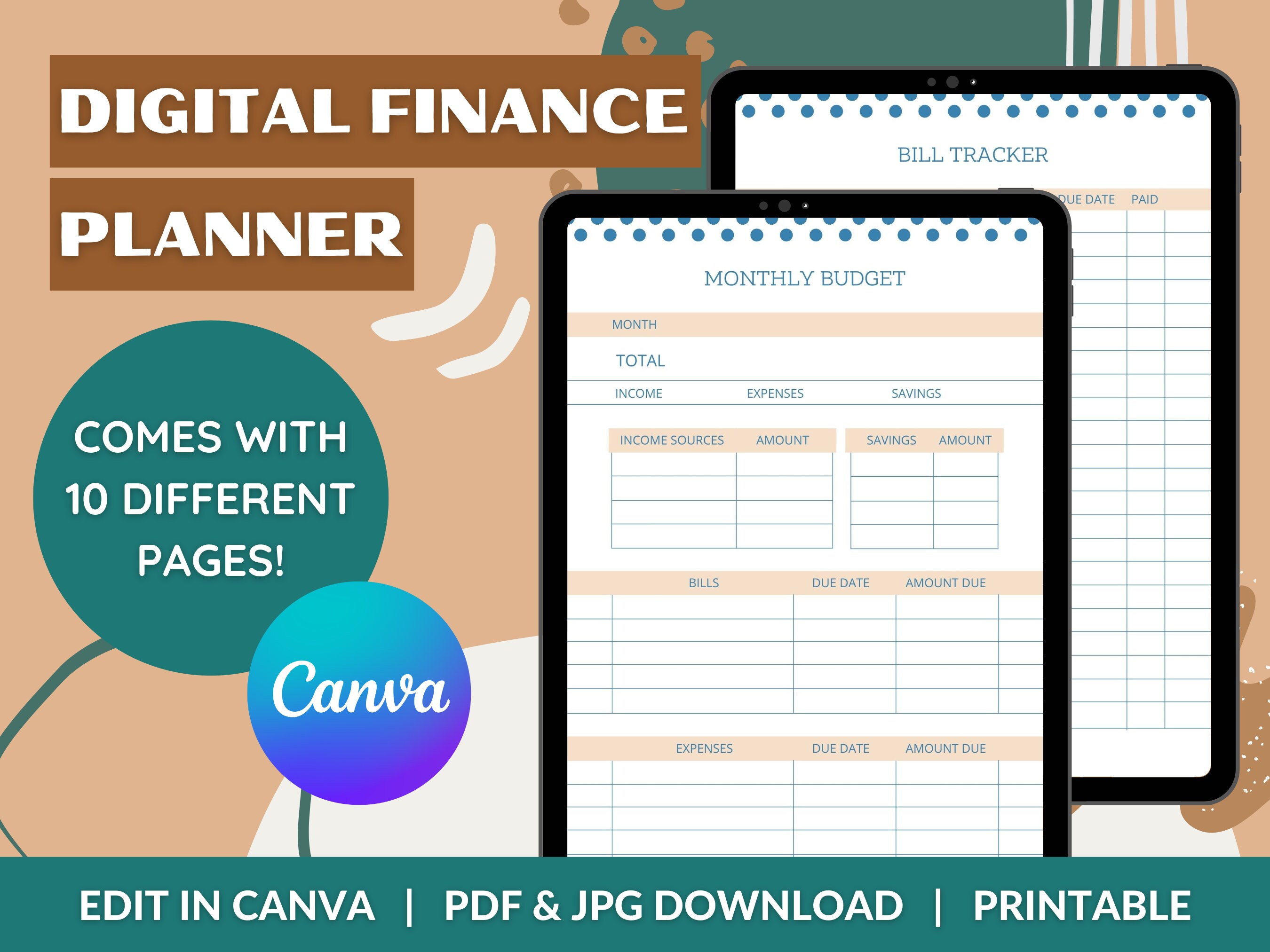 Digital Finance Planner, Budget Planner, Save Money, Digital Planner ...