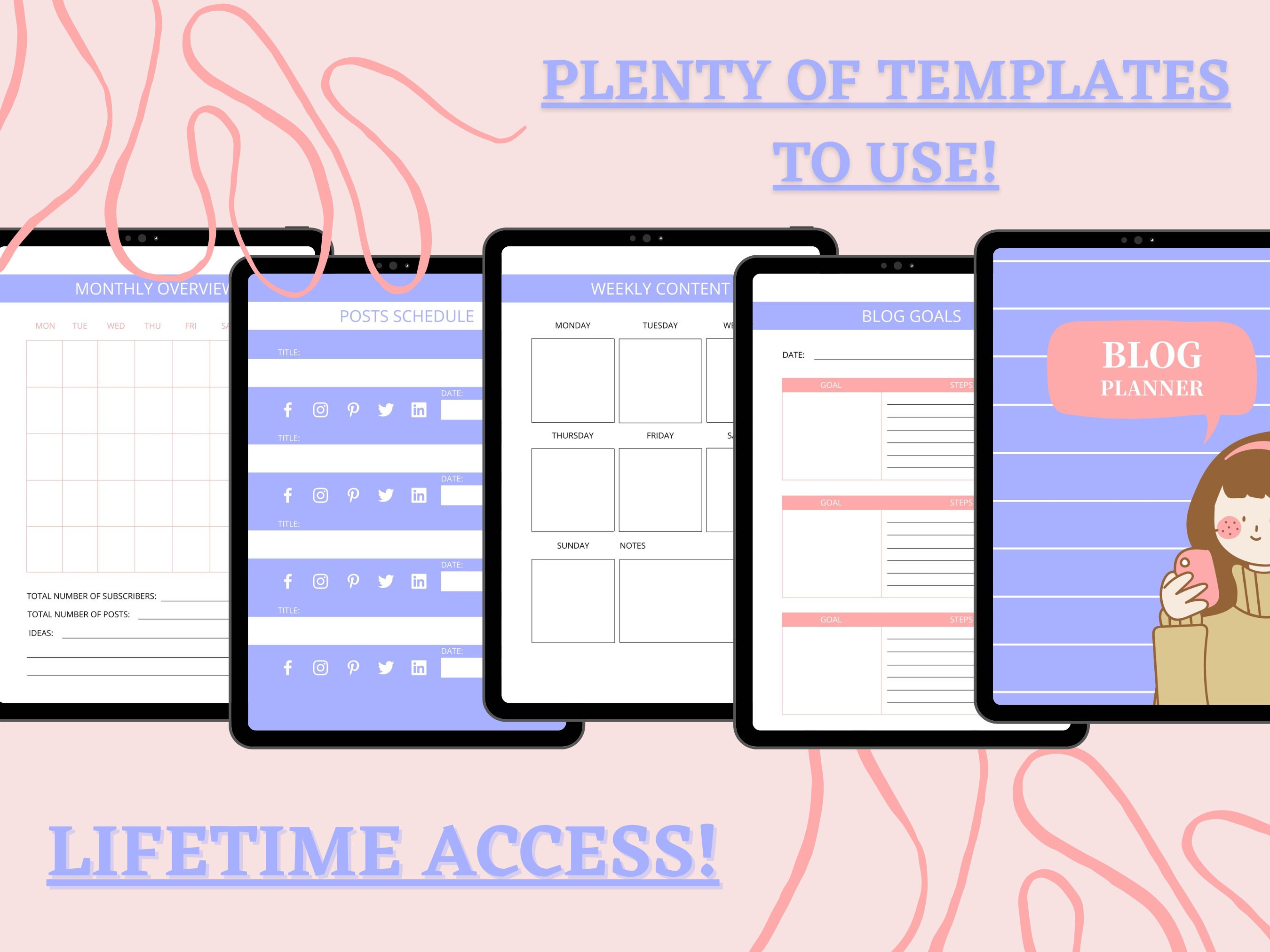 Editable Blog Planner, Digital Planner, Instant Download, 10 Pages ...