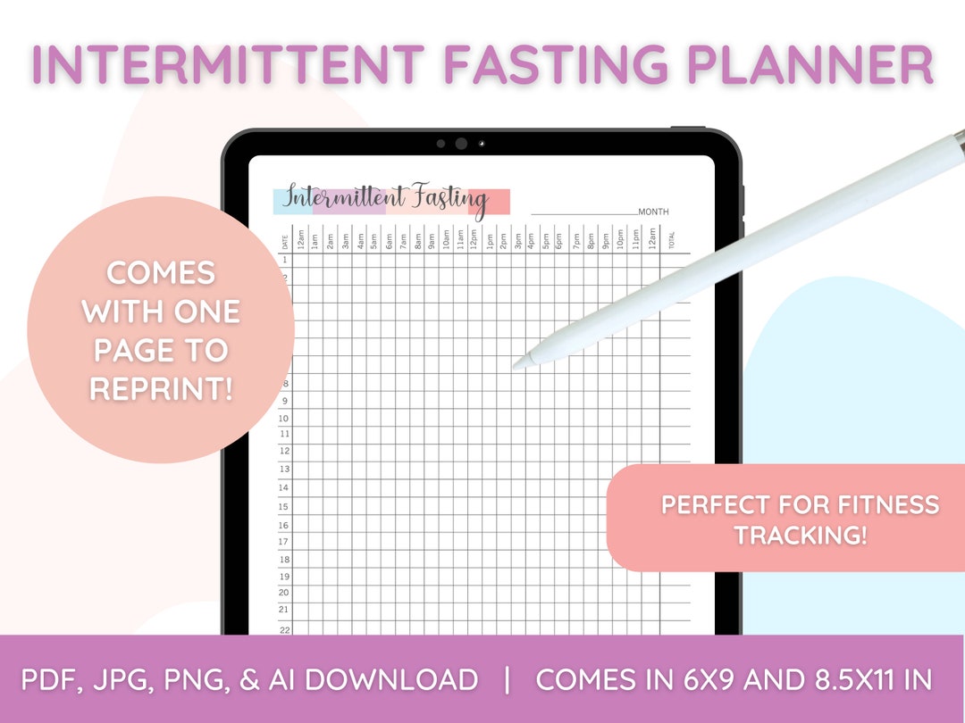 Intermittent Fasting Digital Planner, Planner Page, Fitness Tracker ...