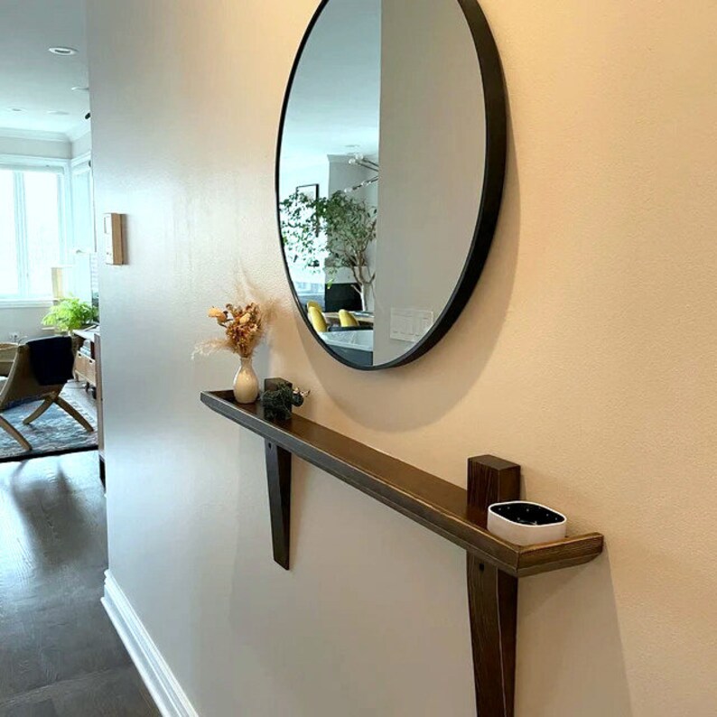 Solid Black Narrow Floating Console Table Modern Wood Custom - Etsy