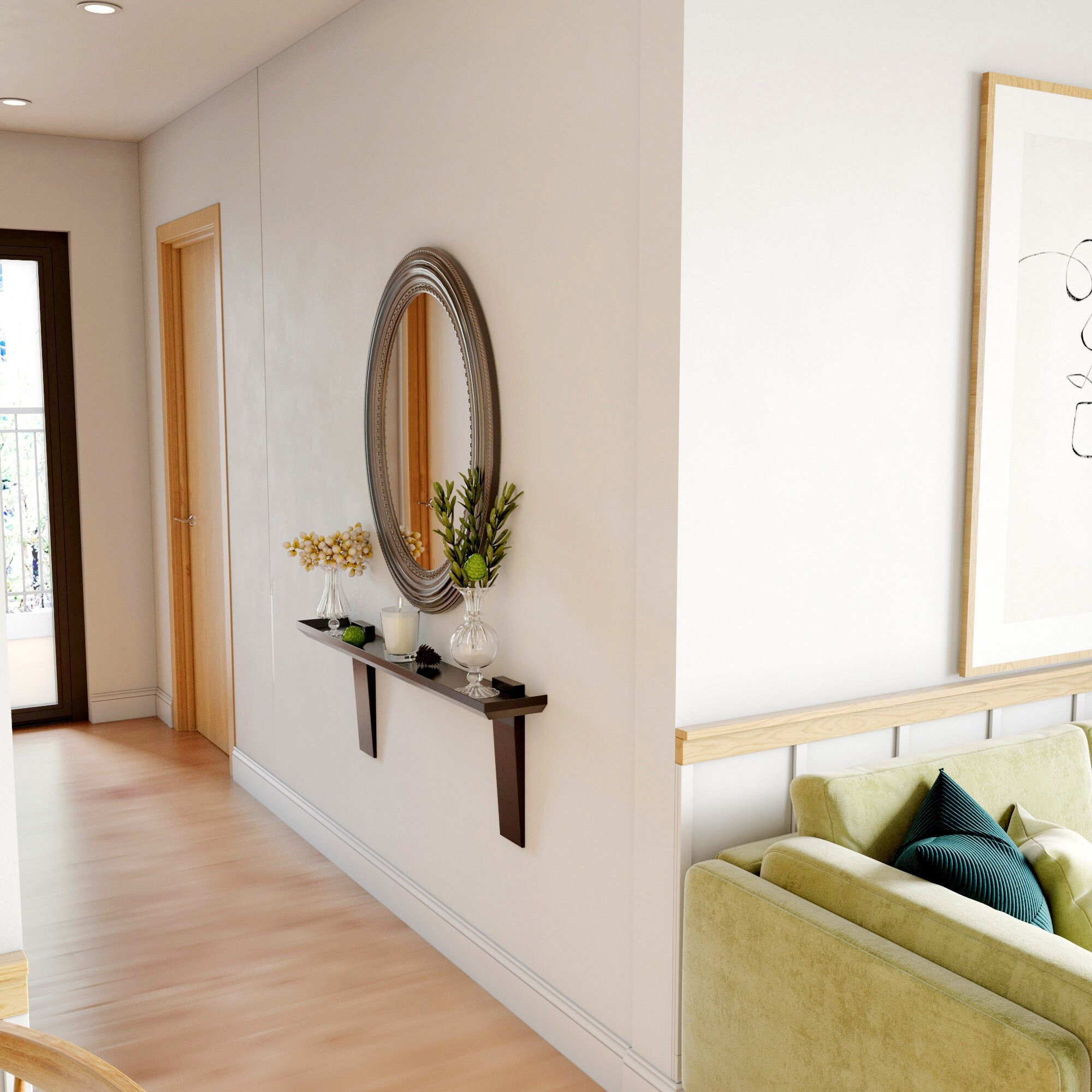 Black Floating Console Table Wooden Narrow Wall Mount Console - Etsy