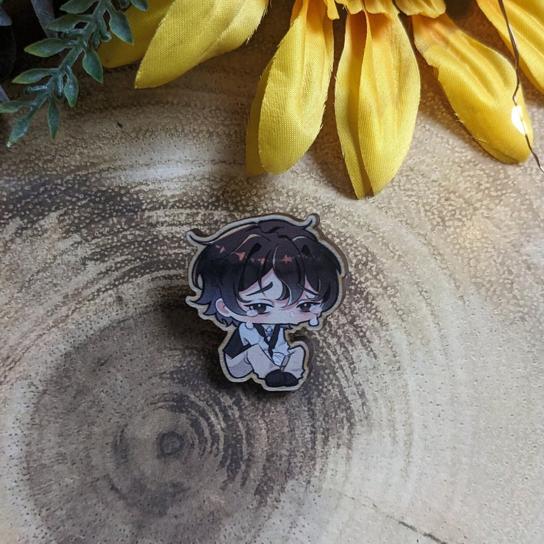 BSD - Dazai Osamu Wooden Pin Badge - Etsy
