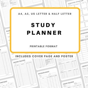Undated Study Planner Printable Student Planner Assignment - Etsy