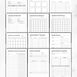 Undated Study Planner Printable Student Planner Assignment - Etsy