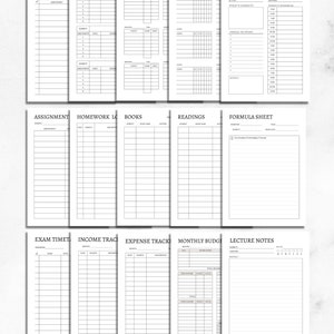 Undated Study Planner Printable Student Planner Assignment - Etsy