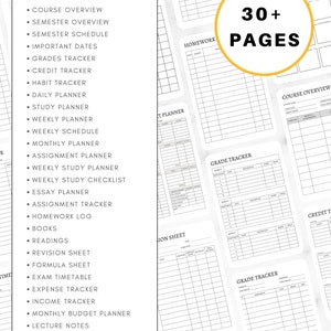 Undated Study Planner Printable Student Planner Assignment - Etsy