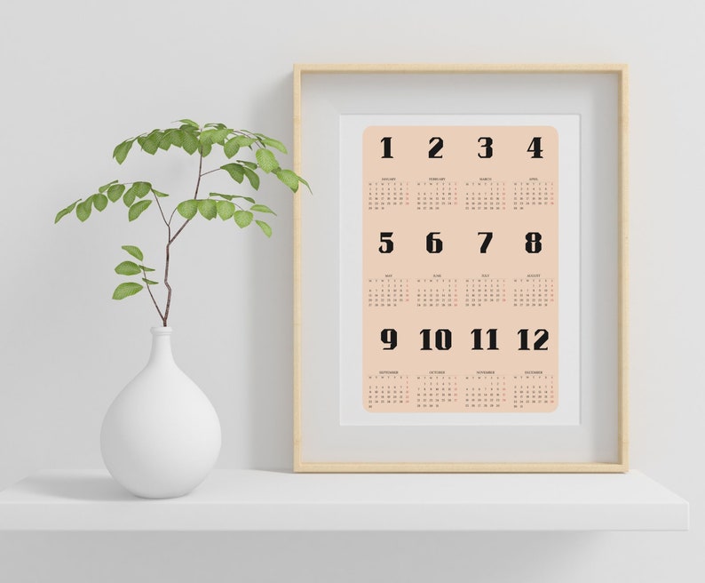 2024 Minimalist Single-sheet Printable Calendar A3 Size Instant ...