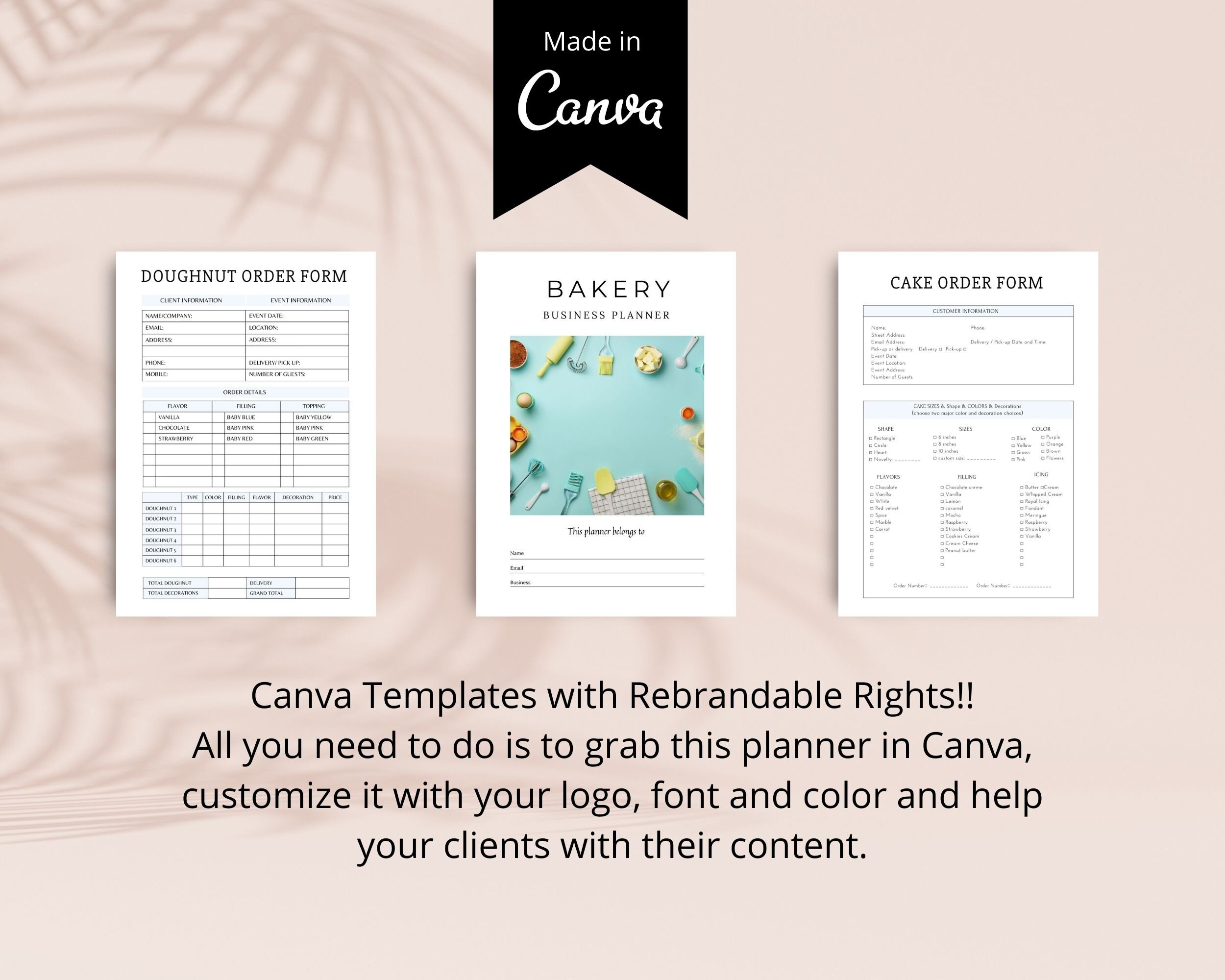 Bakery Planner | Bakery Planner in Canva | Instant Download - Etsy