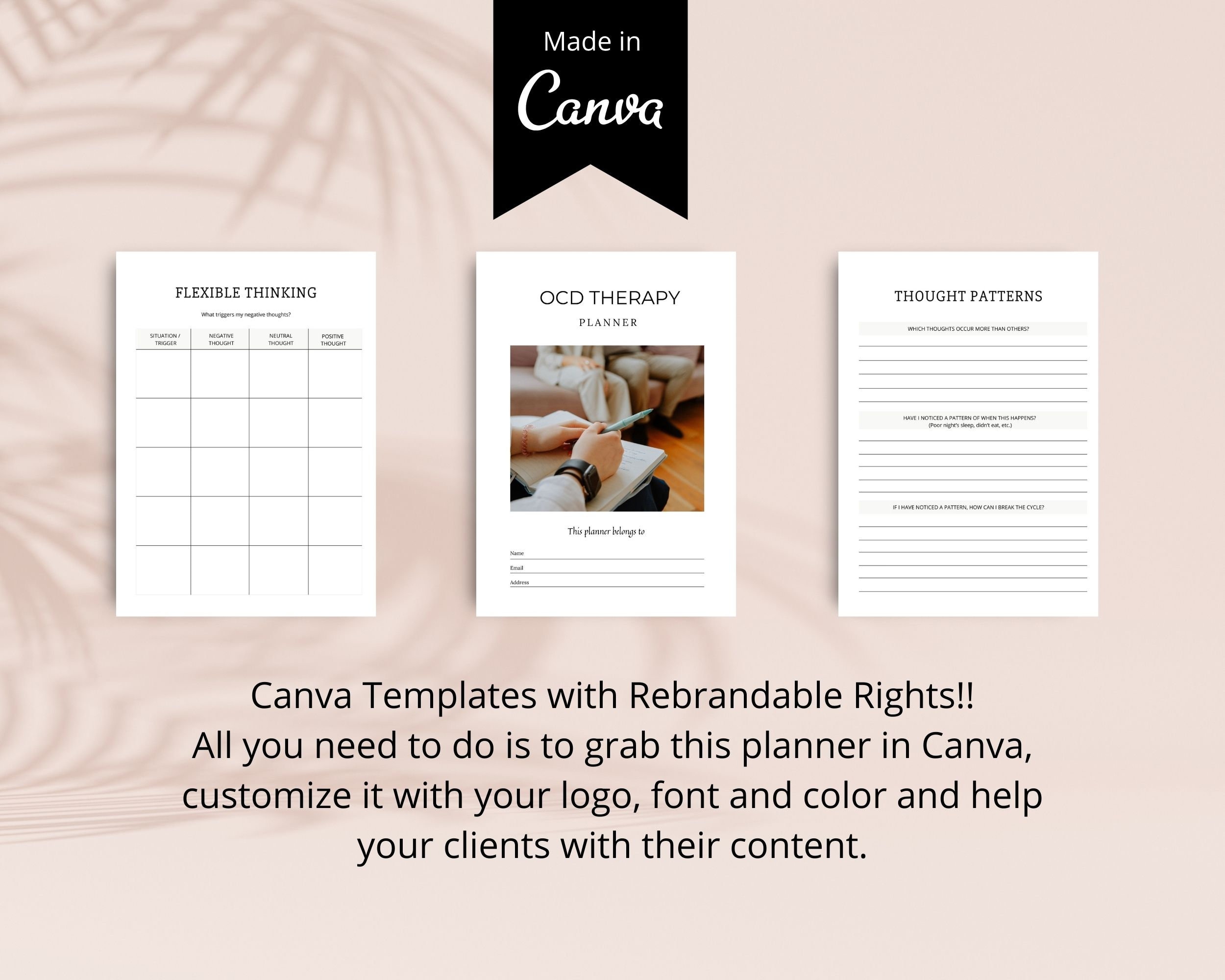OCD Therapy Planner OCD Therapy Planner in Canva Instant Download - Etsy