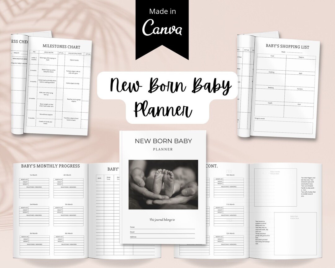 New Born Baby Planner New Born Baby Planner in Canva Instant Download ...