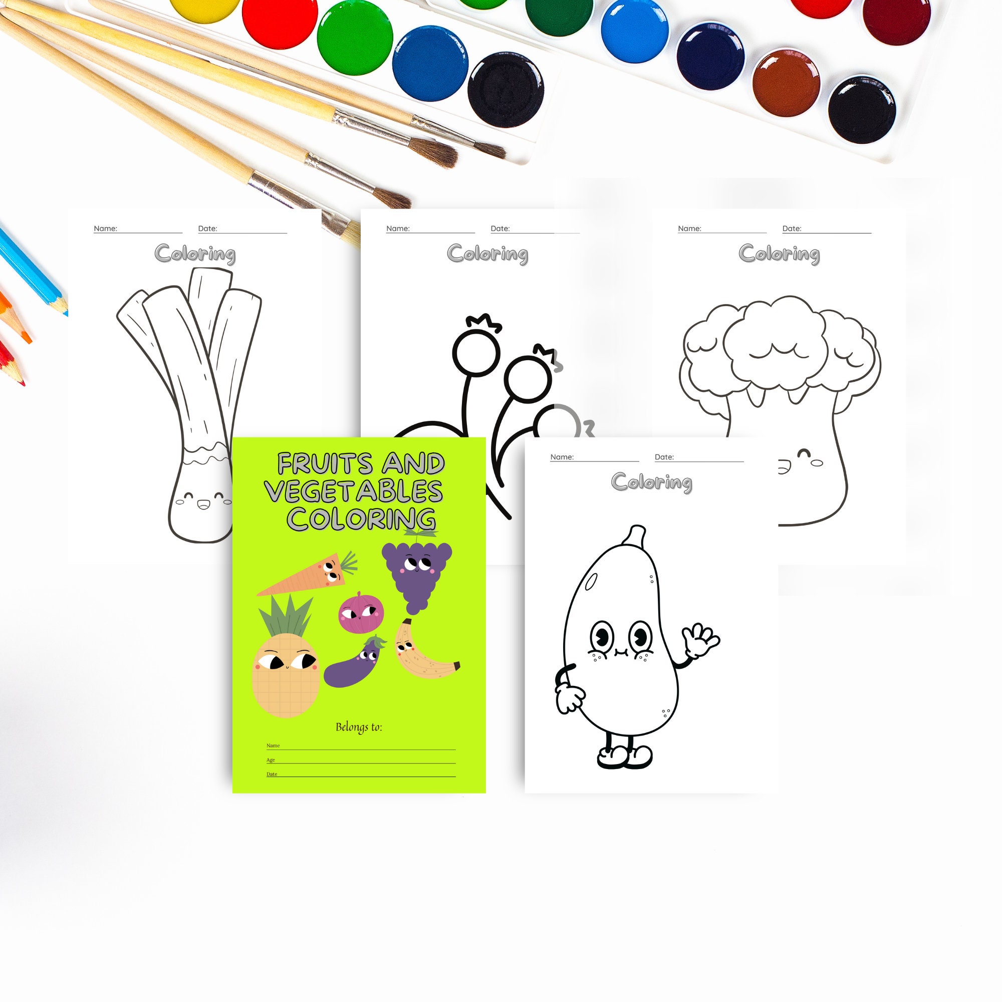 Fruit and Vegetable Coloring Book for Kids: Fruit and Vegetable Book ...