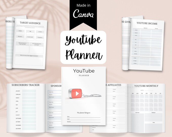 Youtube Planner, Youtube Planner Printable, Youtube Planner Digital ...