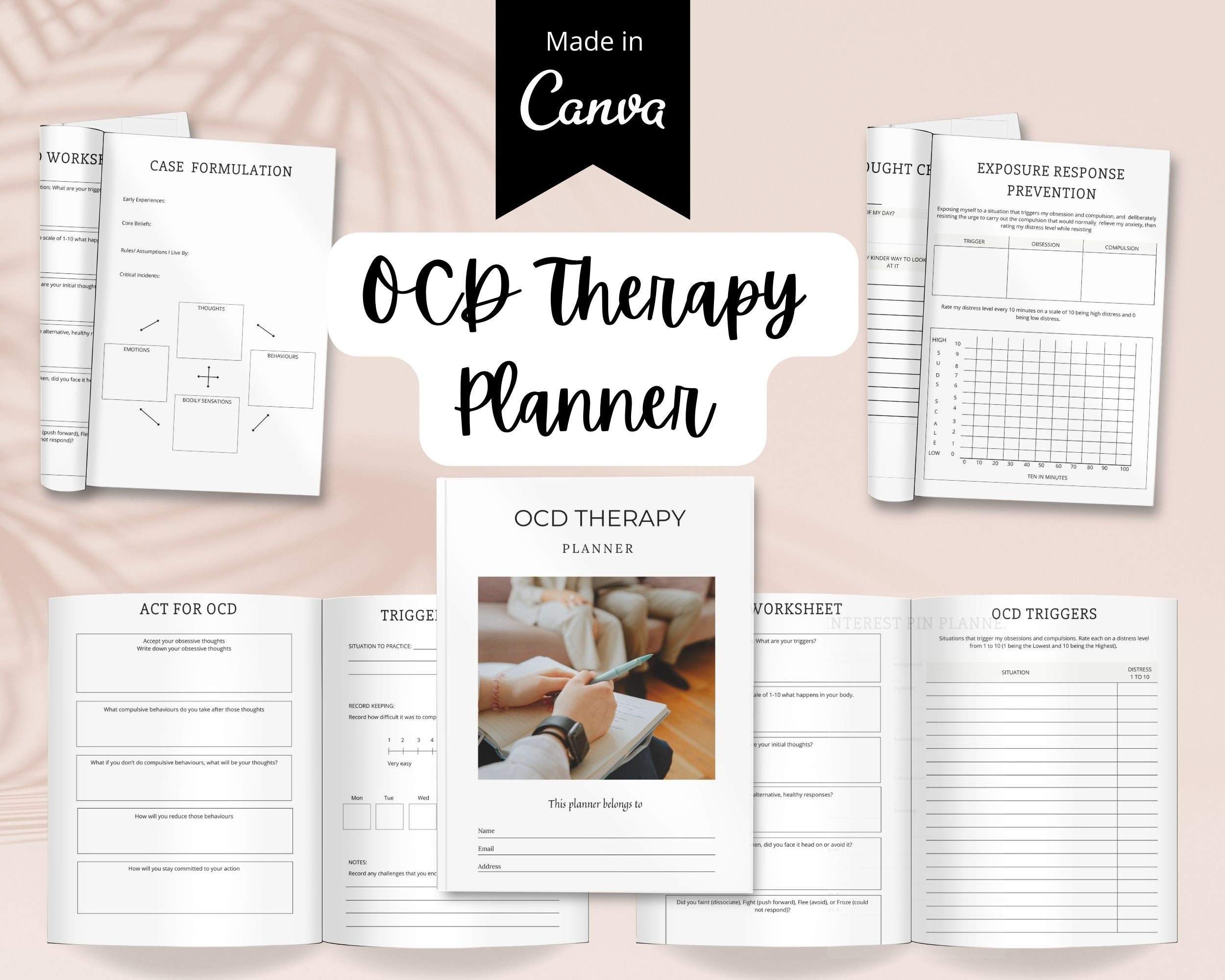 OCD Therapy Planner OCD Therapy Planner in Canva Instant Download - Etsy