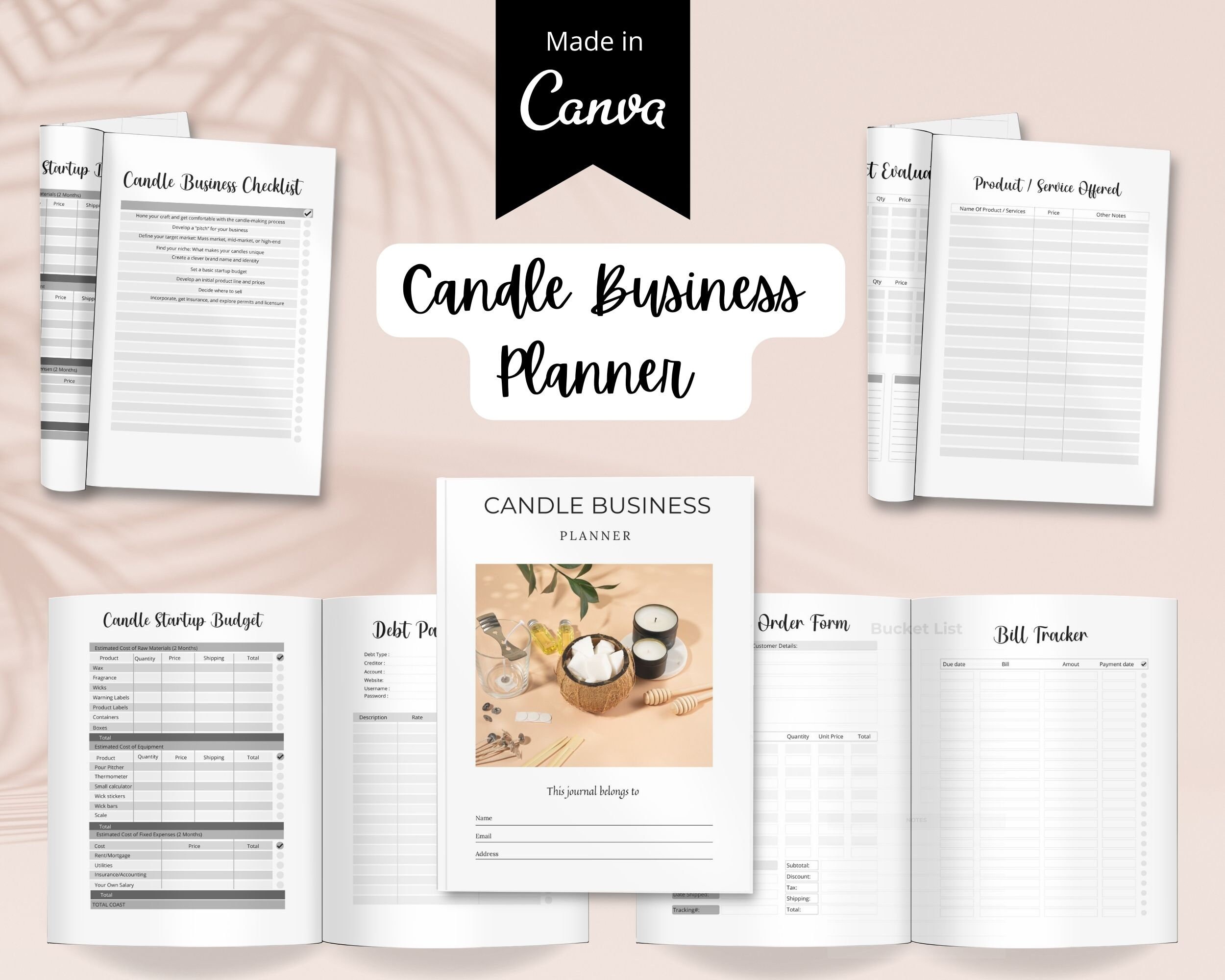 Candle Business Planner | Candle Business Planner in Canva | Instant ...