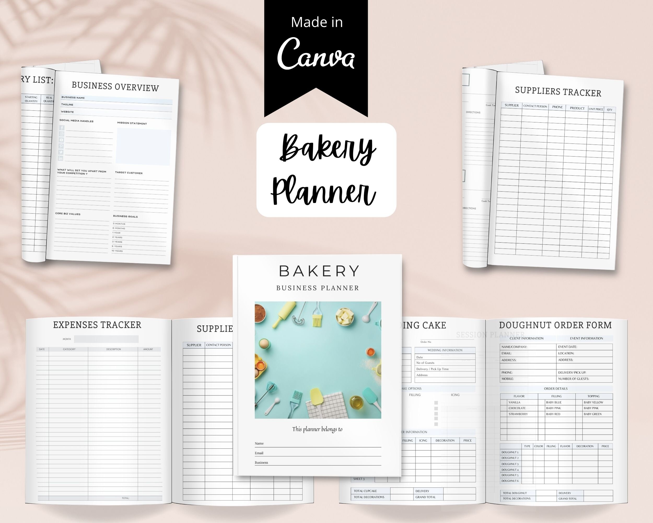 Bakery Planner | Bakery Planner in Canva | Instant Download - Etsy
