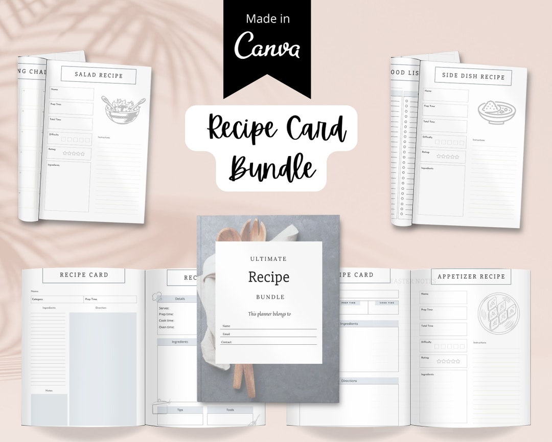 Recipe Card Bundle Recipe Card Bundle in Canva Instant Download - Etsy