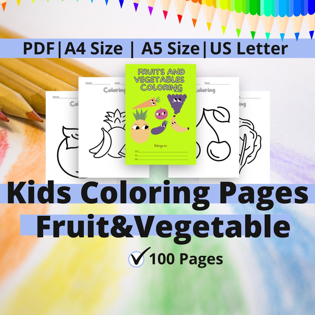 Fruit and Vegetable Coloring Book for Kids: Fruit and Vegetable Book ...