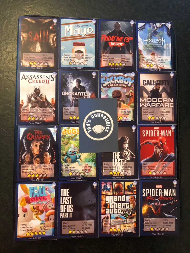 10 Personalised Platinum Trophy Cards - Etsy UK