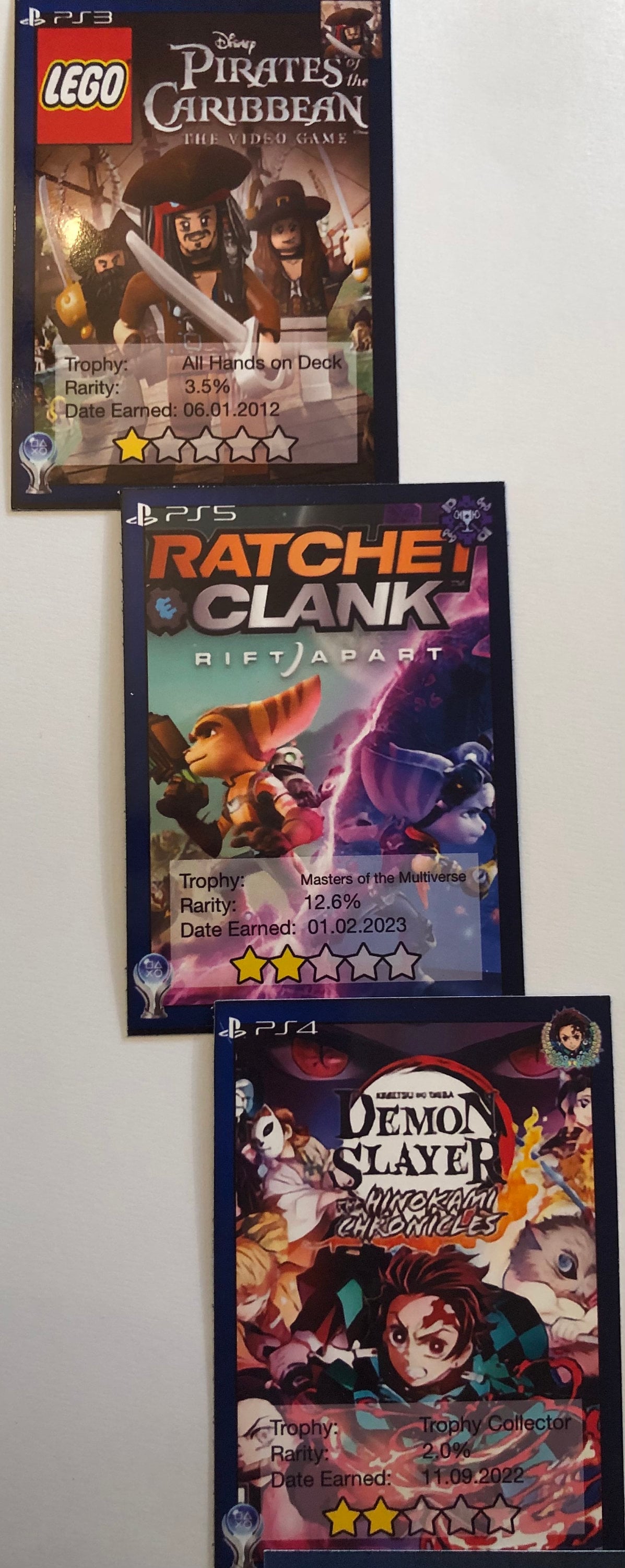40 Personalised Platinum Trophy Cards - Etsy