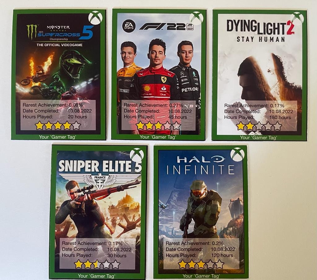 6 Personalised Xbox Completion Cards - Etsy