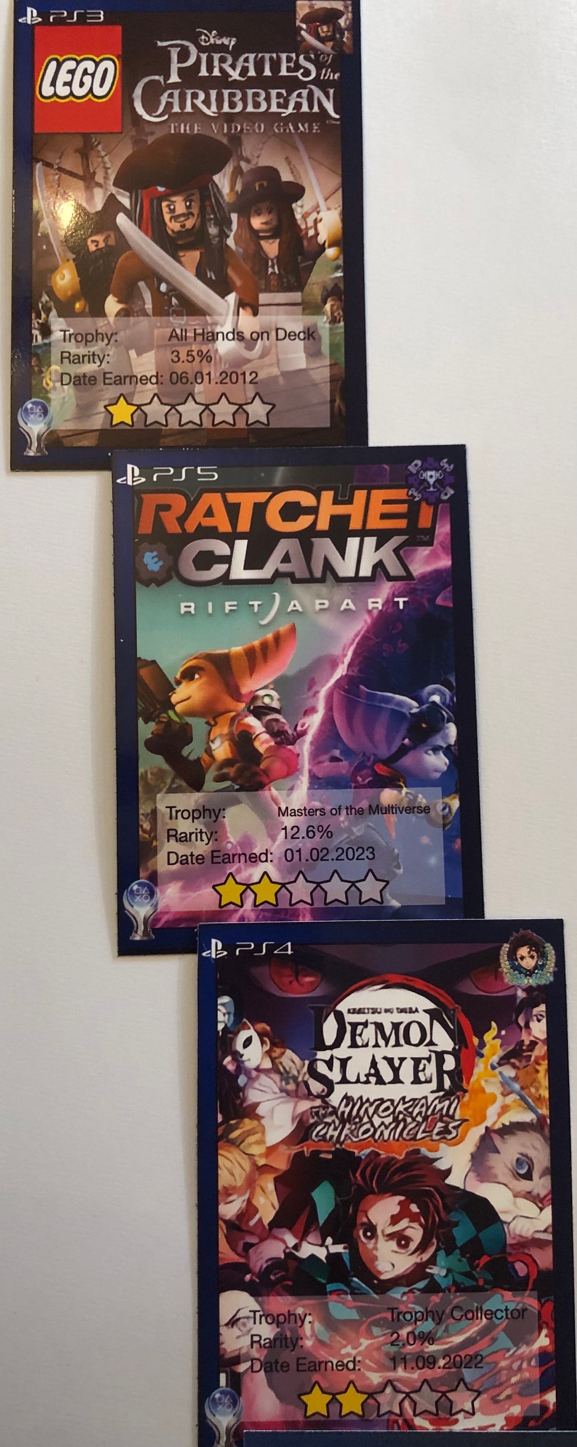 10 Personalised Platinum Trophy Cards - Etsy UK