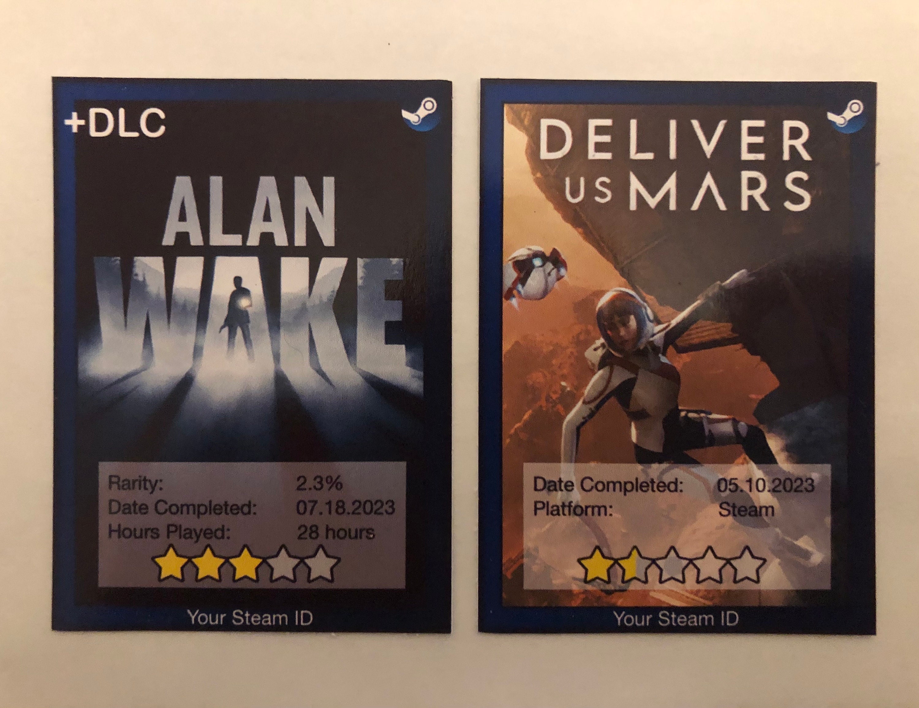 6 Personalised Steam Achievement Cards - Etsy