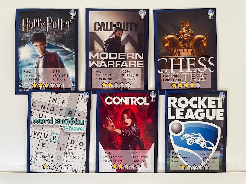 10 Personalised Platinum Trophy Cards - Etsy UK