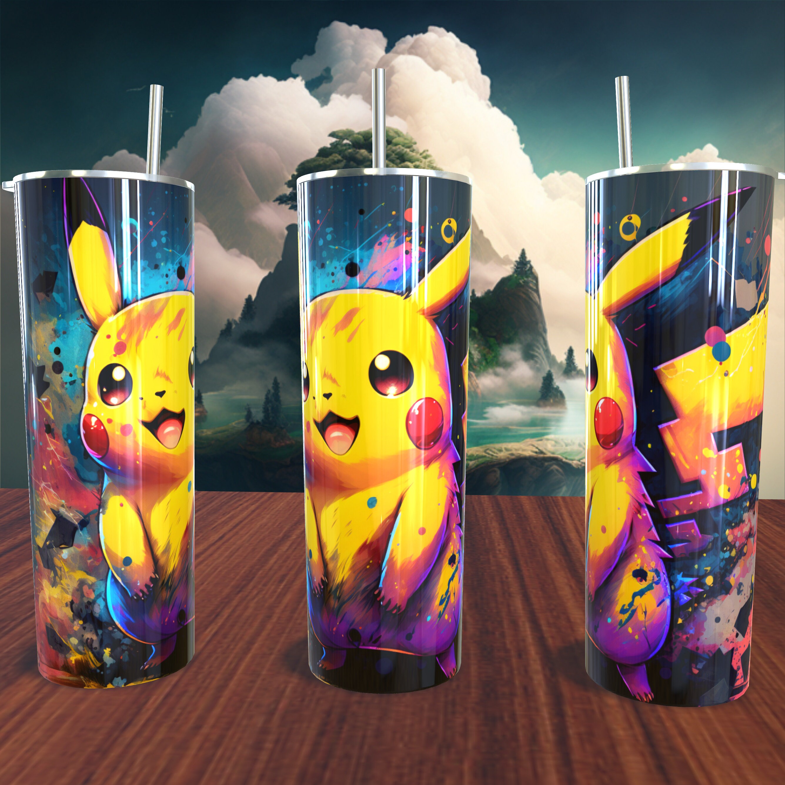 Pikachu 20 Oz Skinny Tumbler Sublimation Design Cute Pikachu - Etsy ...
