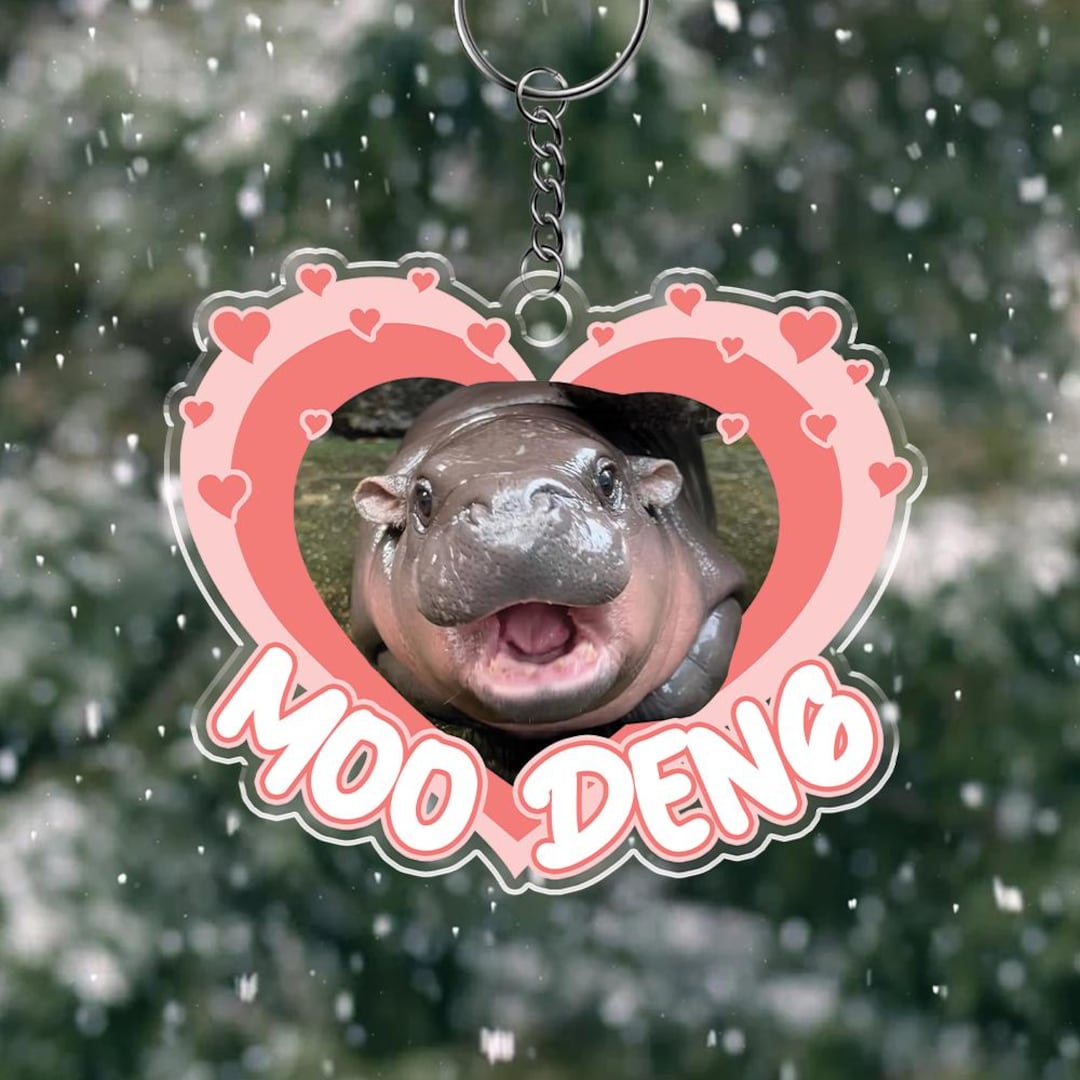 Moo Deng Baby Hippo Keychain Moo Deng Ornament Funny Baby Hippo Moo ...