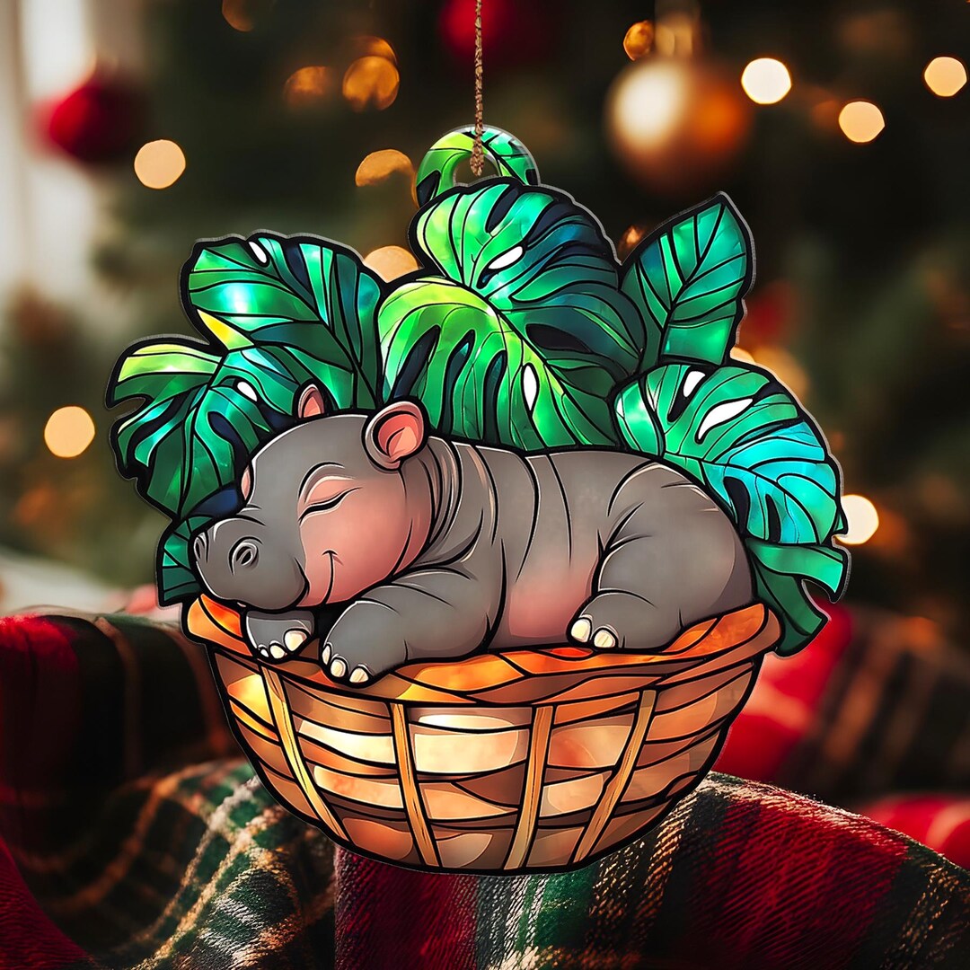 SALE 50% Moo Deng in Monstera Plant Pot Acrylic Ornament Cute Baby ...