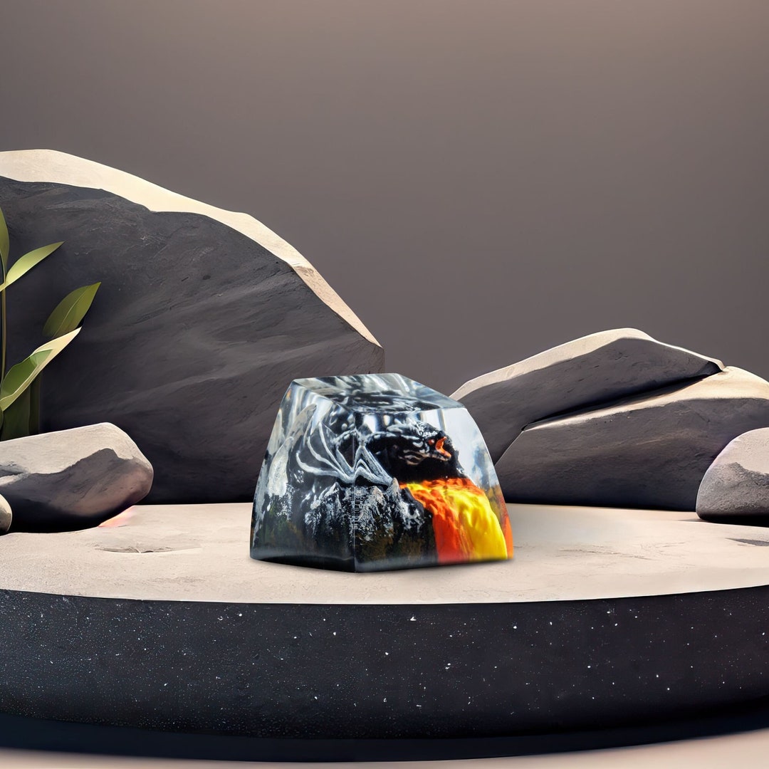 Dark Fire Dragon Keycap, Wyvern Keycap, Fire Dragon, Artisan Keycap ...