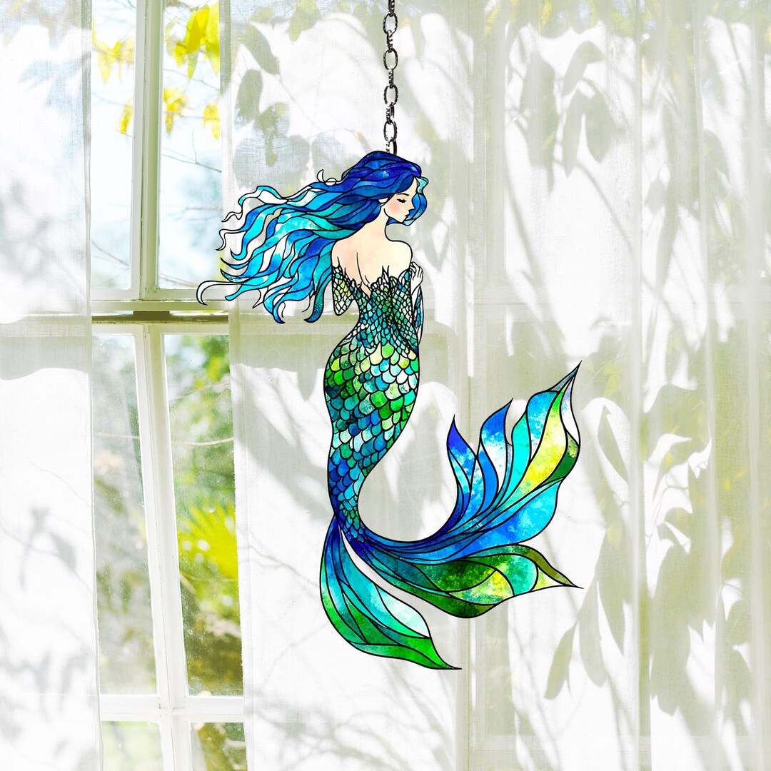 Mermaid ACRYLIC SUNCATCHER Mermaid Lovers Gift Window Hanging Mermaid ...