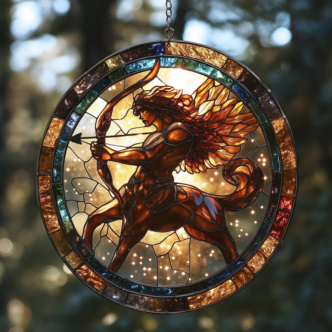 Sagittarius Stained Glass Effect ACRYLIC Suncatcher, Zodiac Window ...