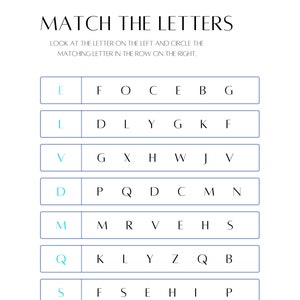 Printable Minimalist Letter Matching Worksheet (digital Download) - Etsy