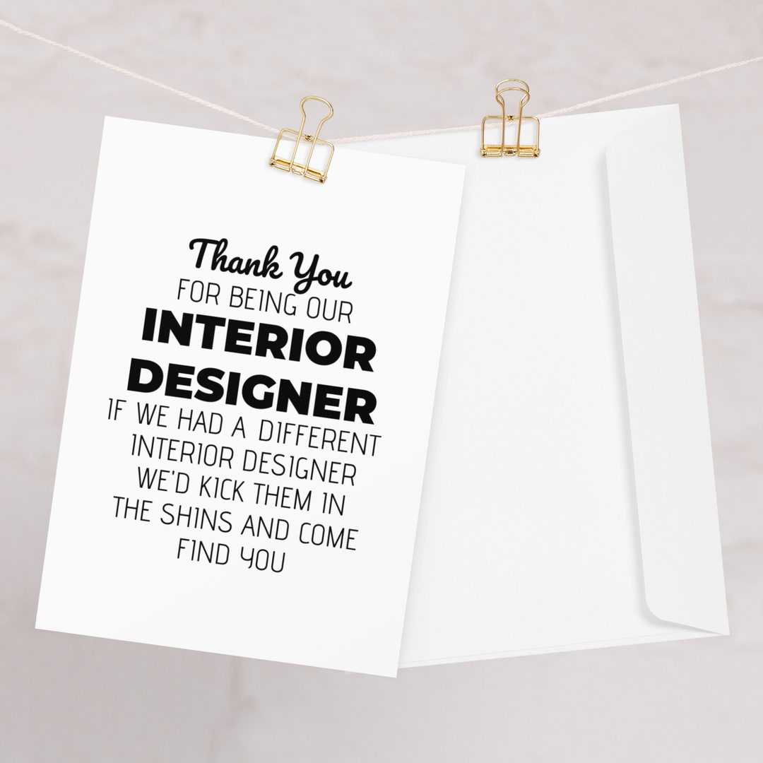 Thank You Card for Interior Designer, Interior Designer Greeting Card ...