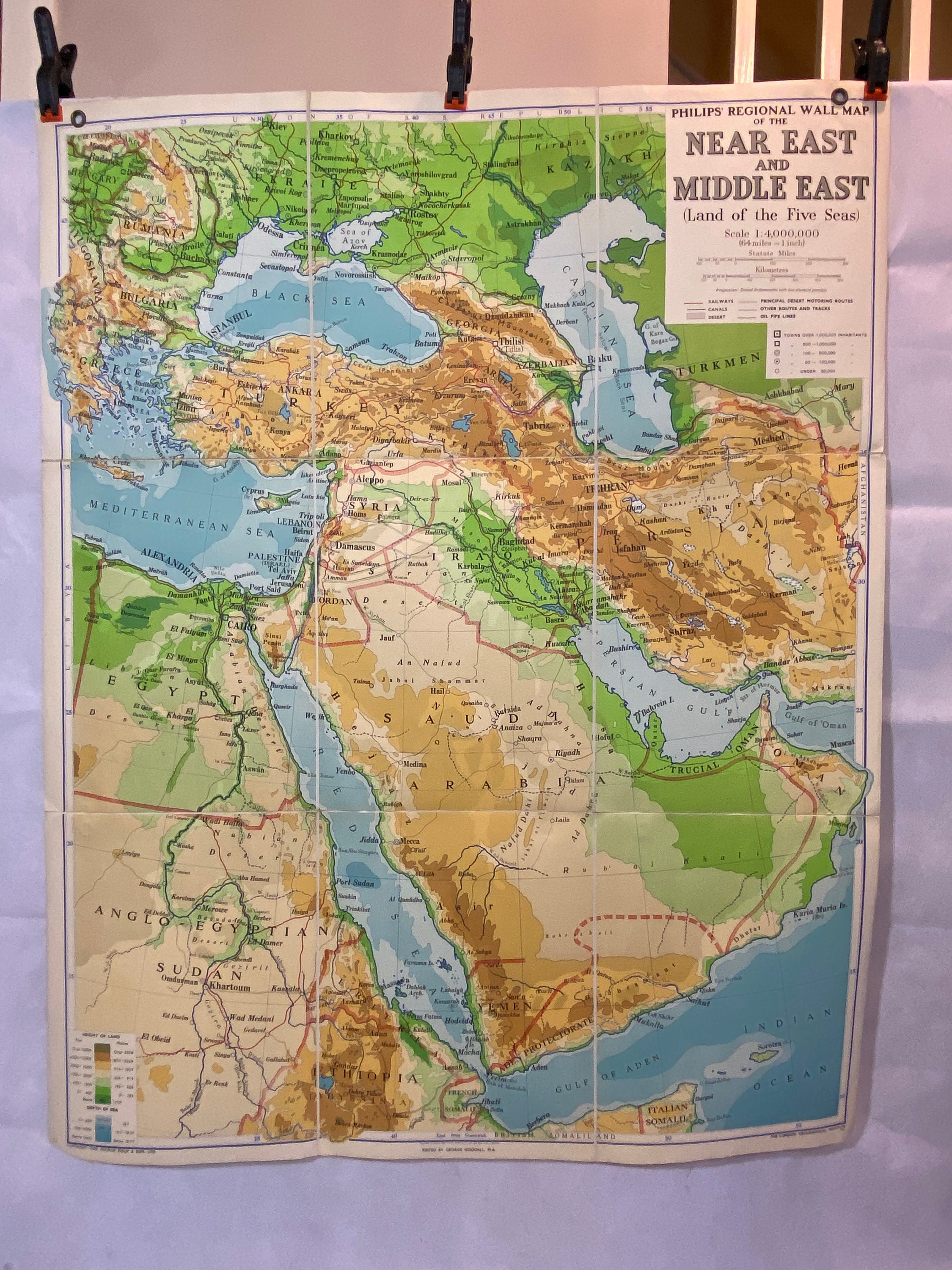 Original Vintage School Wall Map of the Near East - Etsy UK