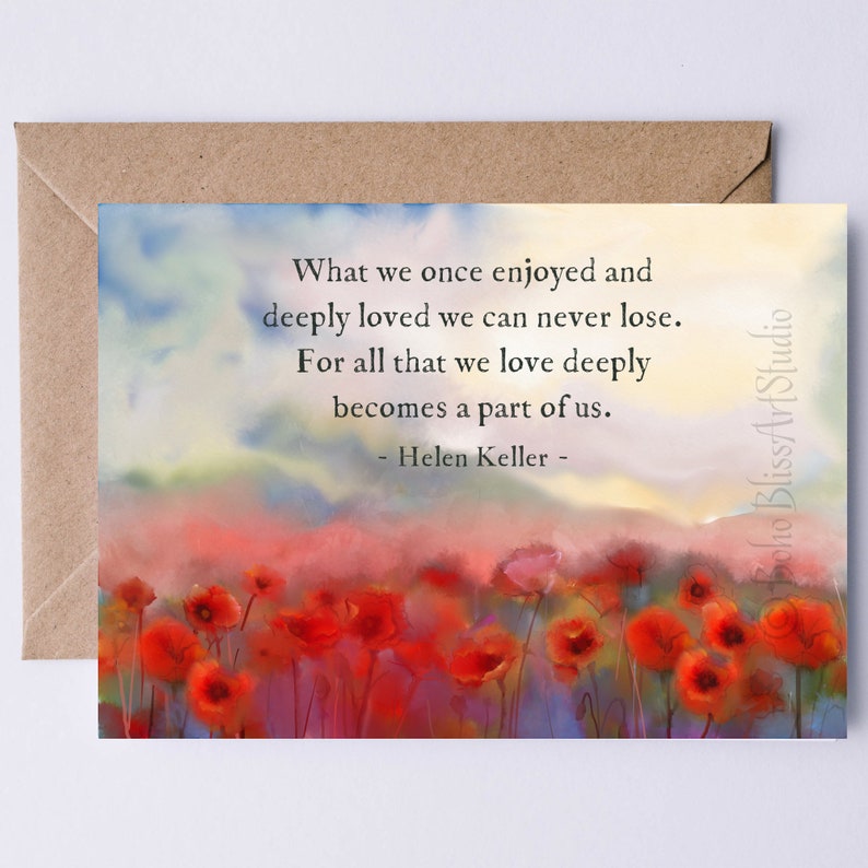 PRINTABLE Sympathy Card Helen Keller Quote What We Once - Etsy