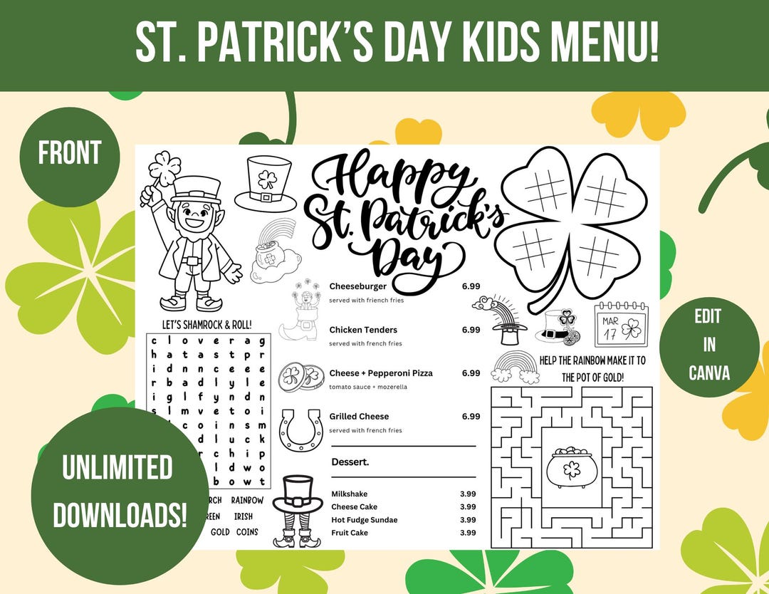 Kids Restaurant Menu, Kids Menu Template, Menu Template, Restaurant ...
