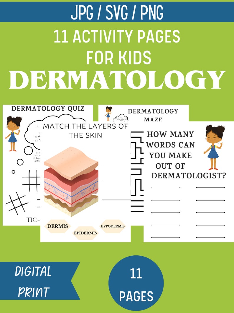 Dermatologist Activity Sheets for Kids SVG PNG JPG 11 - Etsy