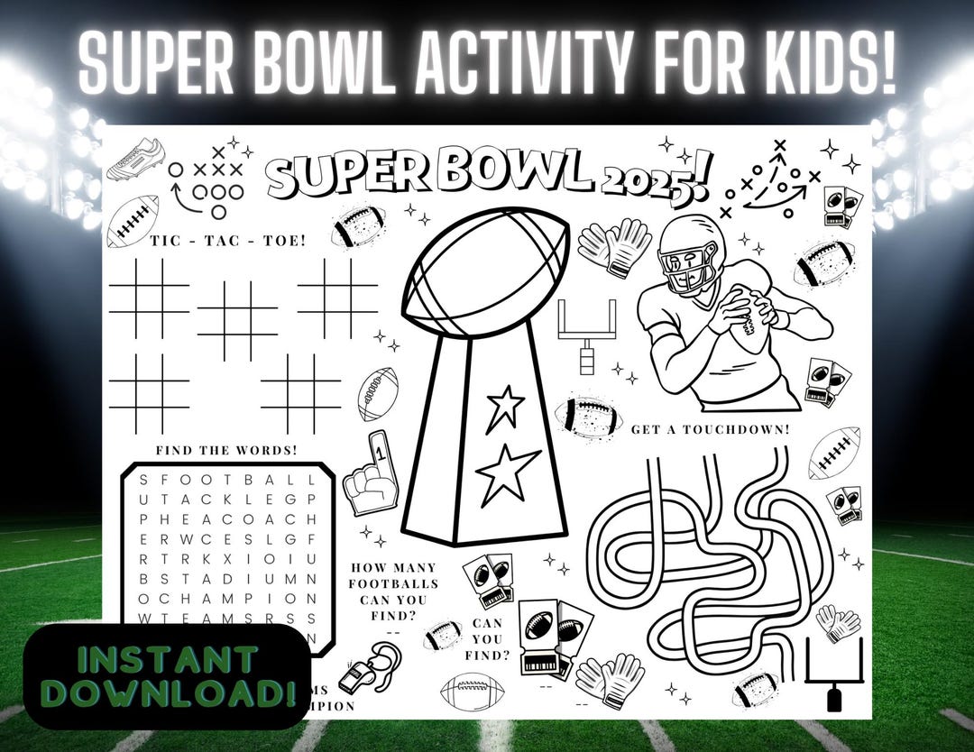 Super Bowl 2025 Activity for Kids, Super Bowl Activity, Super Bowl ...