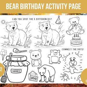 Bear Birthday Coloring Page, Bear Birthday Activity Page, Beary First ...