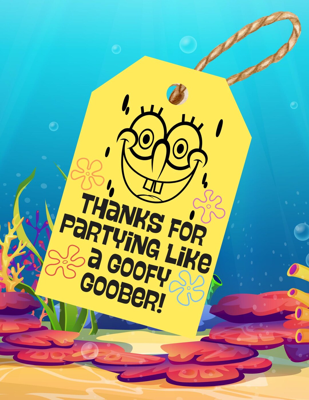 Spongebob Gift Tag, Spongebob Birthday Party Gift Tag, Spongebob ...