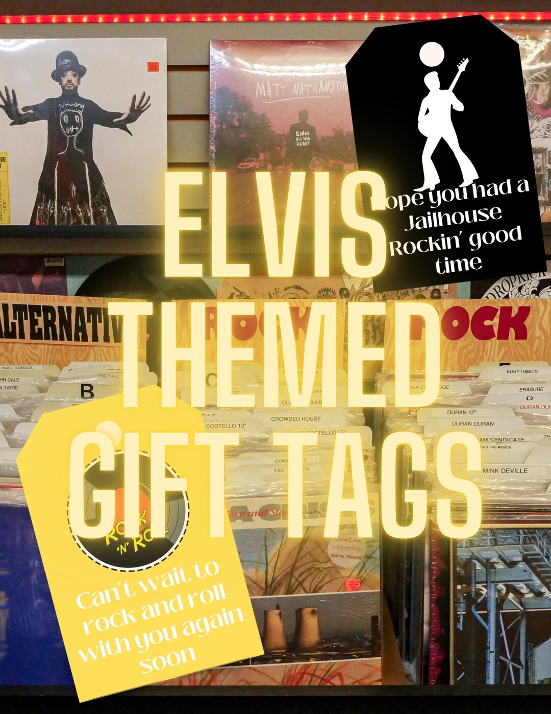 Editable Rock and Roll Birthday Party Favor Tag, Elvis Themed Birthday ...