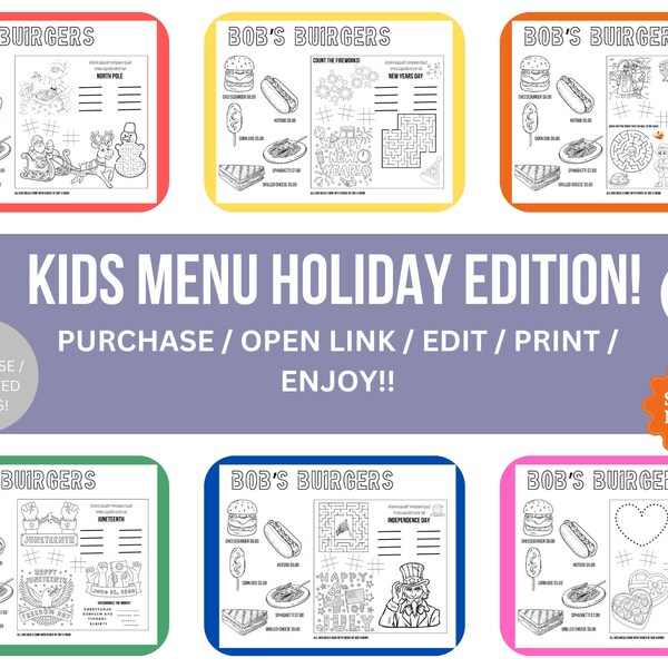 Restaurant Kids Activity Sheet - Etsy