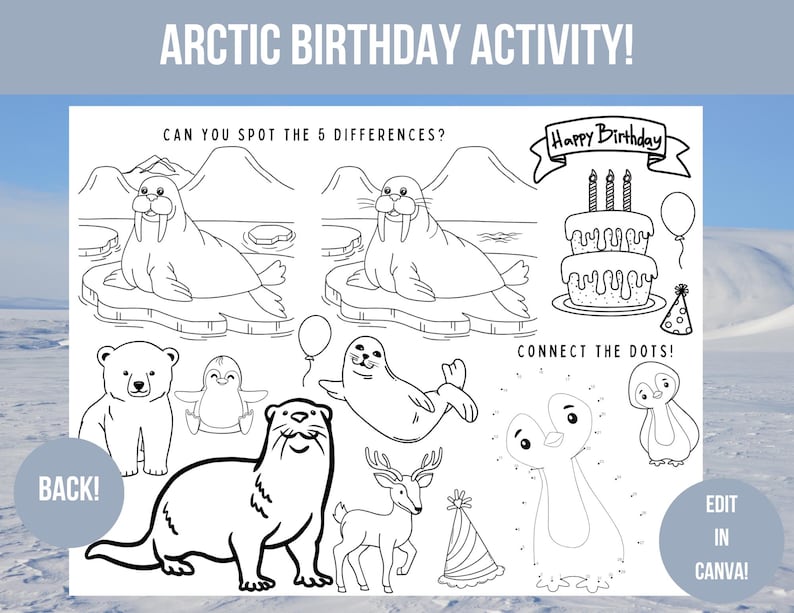 Arctic Birthday Coloring Page, Arctic Birthday Party Theme, Arctic ...