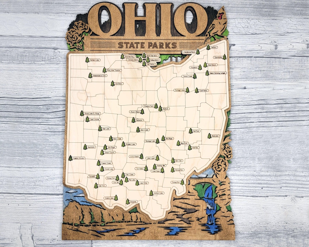 Ohio State Parks Map | Wooden, Rustic, Unique, Handmade, Home Decor ...