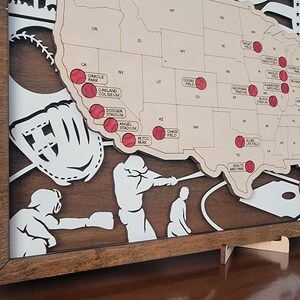 Professional Baseball Stadium Travel Map | Handcrafted | Wooden | Laser ...