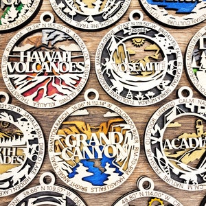 Set of All 63 National Park Ornaments Handcrafted Wooden Laser-cut Gift ...