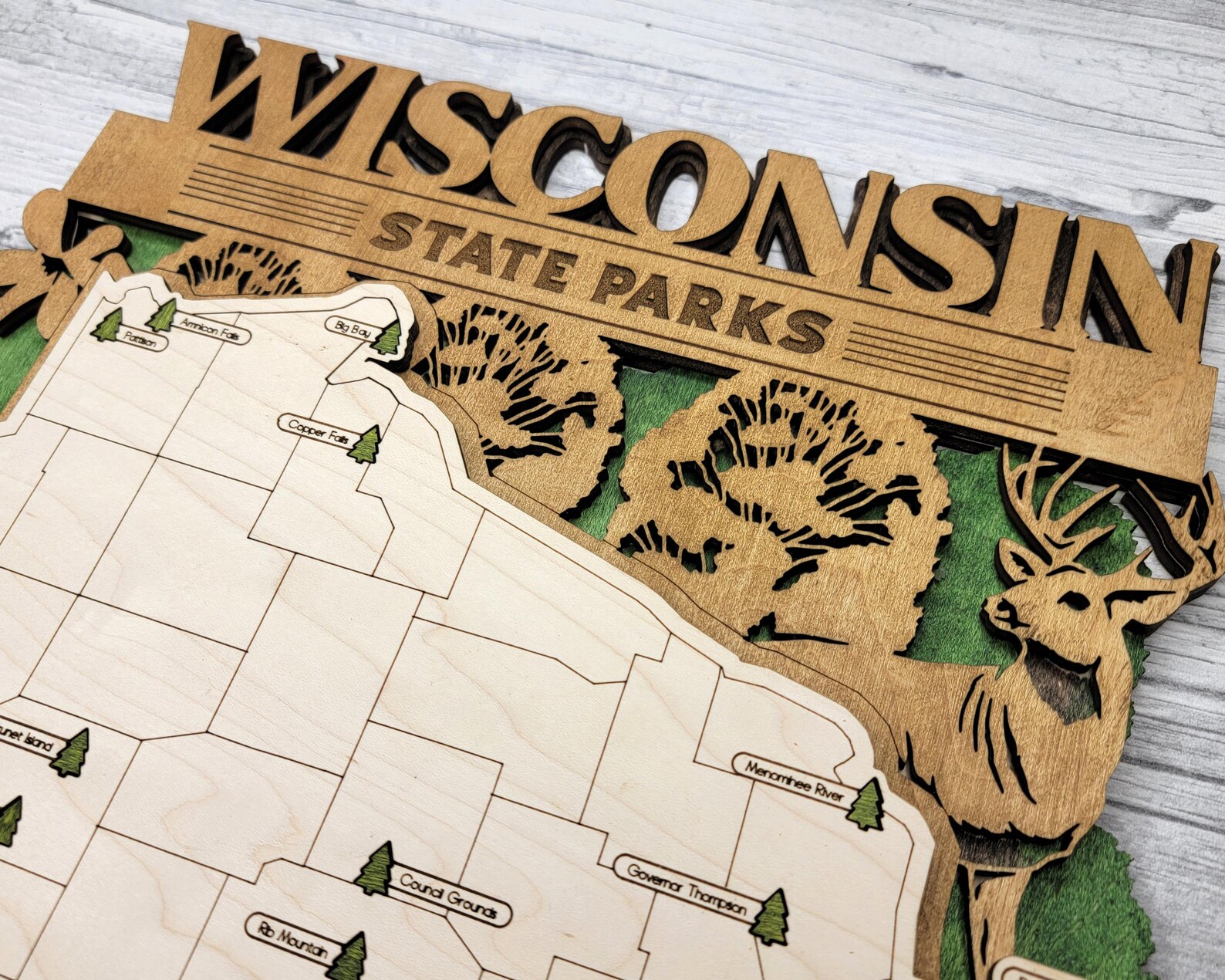 Wisconsin State Parks Map | Wooden, Rustic, Unique, Handmade, Home ...